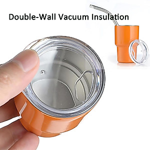 Mini Tumbler Shot Glass with Straw, 2oz Tumbler Shot Glasses, Double Wall Vacuum Sealed Stainless Steel Insulated Slim Tumblers, Mini Travel Coffee Mug,for Champaign,Cocktail,Beer Party (Blue+Purple)