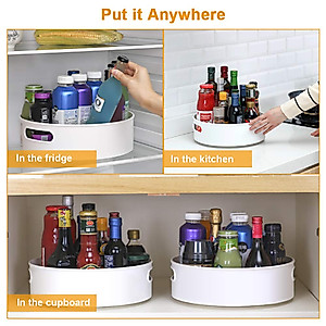 Semlos 2 Pack Lazy Susan Organizer - 9" & 12" Lazy Susan Turntable for Cabinet, Save Space, Non-Skid Lazy Susan Turntable, Plastic Lazy Susan for Kitchen, Cabinet, Pantry, Office, Bathroom