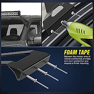 Nilight 2PCS 52 inch Curved LED Light Bar Bracket at Upper Windshield Roof Cab for 2004-2018 Ford F150 & SVT Raptor