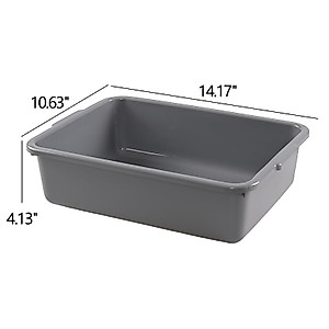 Rinboat 8 L Gray Plastic Bus Tub, Commercial Plastic Bus Box, 5 Packs