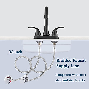 36" Faucet Supply Line,3/8" Comp x 1/2" FIP Kitchen Faucet Hose Connector with Plumbers Tape for Residence,Stainless Steel Braided Supply Line for Moderate Distance (Pack of 2)