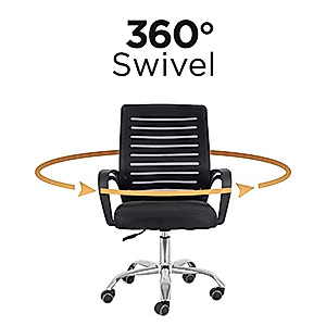 Comfty Mesh Office Chair with Mid Back and Chrome Base, 31.89”-35.04”, Black