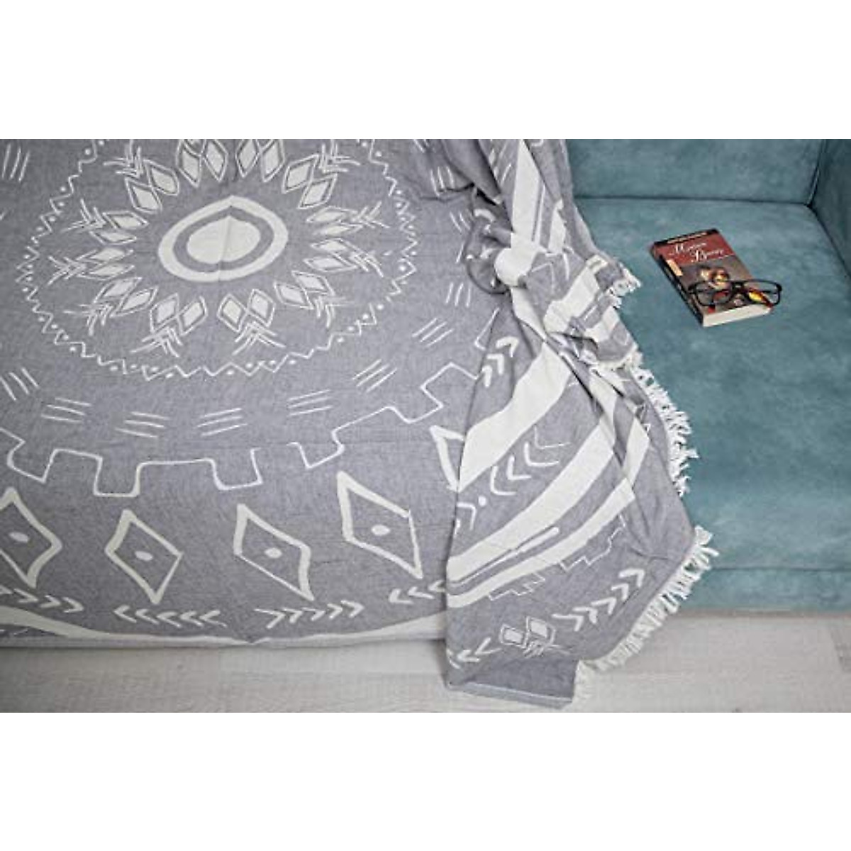 Bersuse 100% Cotton Kona XL Throw Blanket Turkish Towel - 75x90 Inches, Anthracite