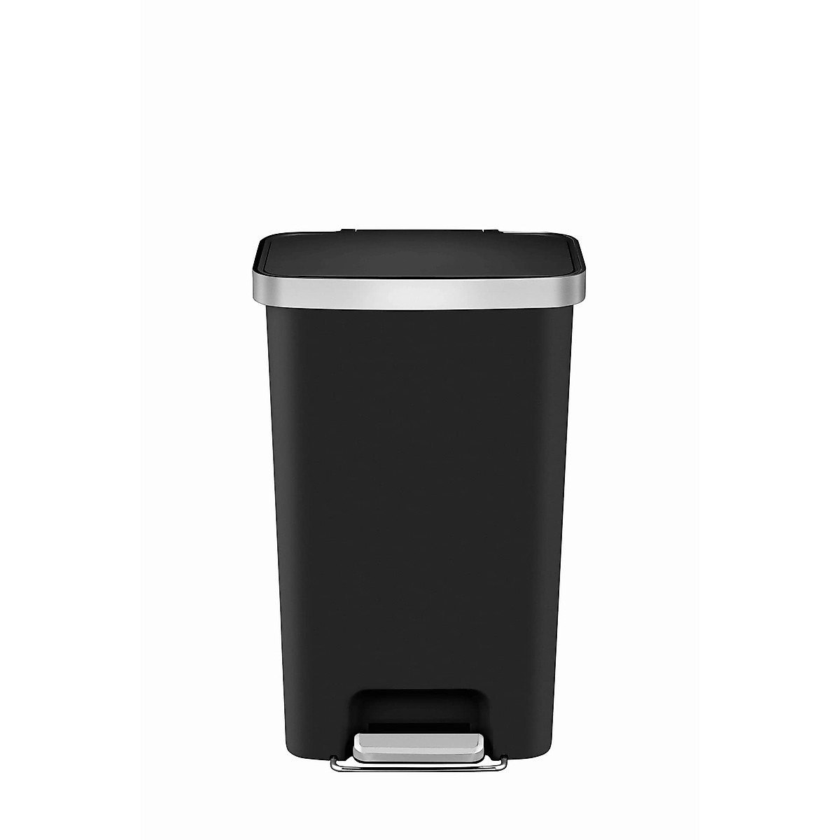 Black Plastic Trash Can, 11.9-gallon Kitchen Step Trash Can, Garbage Container Bin, Wastebasket, Plastic Kitchen Waste Bin with Lid, Garbage Container Bin, Bathroom Step Trash Can for Home and Kitchen