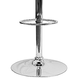 Contemporary Bar Stool Bucket Seat Design Hydraulic Adjustable Height 360-Degree Swivel Seat Sturdy Steel Frame Chrome Base Dining Chair Bar Pub Stool Home Office Furniture - Set of 2 White #1984