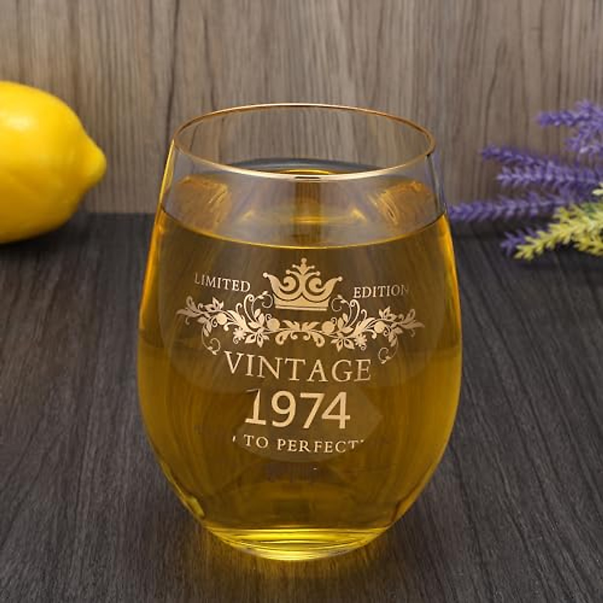 1974 50th Birthday Gifts for Women Men 15 Ounce Wine Glasses Classic Birthday Gift Water Tumbler Juice Cup Happy Birthday Present .1974 Vintage Edition 50th Anniversary, Reunion Gift for Him or Her