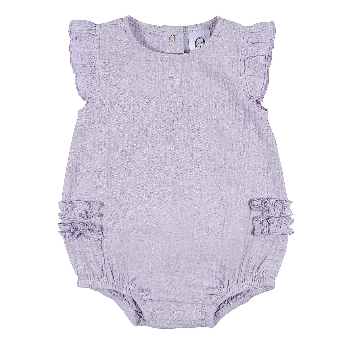 Gerber Baby Girls Sleeveless Ruffle Romper, Purple, 0-3 Months