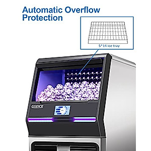 GSEICE Commercial Ice Maker Machine 200LBS/24H, Advanced 4.3 inch Touch Screen, 70LBS Food-Grade Materials Storage Bin, 304 Stainless Steel Ice Making Machine Perfect for Home and Business