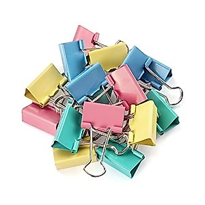 Binder Clips Paper Clamps Clips Medium Size, Assorted Color, 1.3 Inches, 24 Pieces