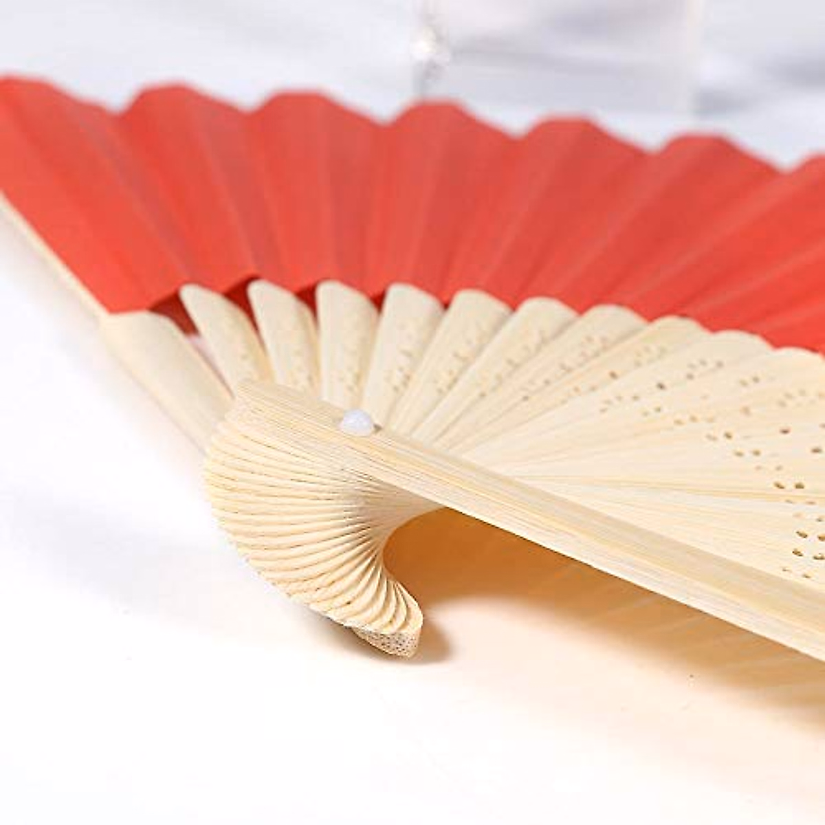 Hztyyier Folding Fan, Handheld Folding Paper Fan with Bamboo Fan Bone Gift for Wedding Festival Party, Performance Decoration (White)