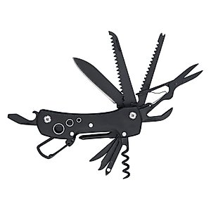 Amazon Basics 15-in-1 Stainless Steel Multitool Pocket Knife with Sheath, Black