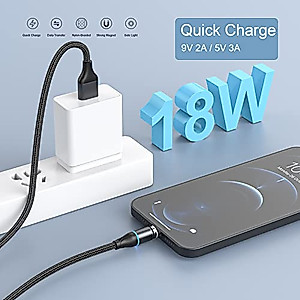 NetDot Magnetic Charging Cable,3in1 Gen12 3 Pack (6.6ft) Max 18W Fast Charging Magnetic Phone Charger and Data Transfer Magnetic Charger for Micro USB, USB-C/Type c and i-Product