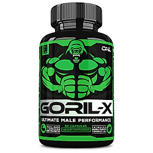 GORIL-X Testosterone Booster for Men - Workout Testosterone Supplement - Increase Size, Strength & Energy - 1000mg Male Enhancing Horny Goat Weed - Maca Root, Tongkat Ali & Tribulus Terrestris 60 Caps