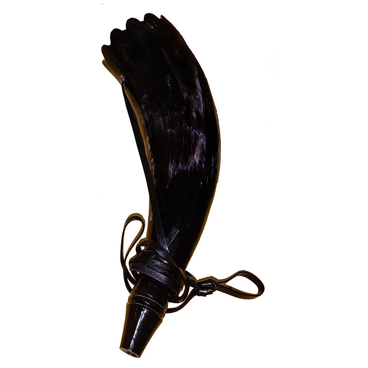 Reed Horn Viking Blowing Horn with Horn Whistle - Handcrafted Ox Horn Bugle - Medium Sound - Festivals, Ceremonies - Medieval Horn Instrument (With Leather Cord-8 Inch)