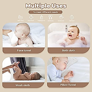 Yoofoss Muslin Baby Washcloths 100% Cotton Face Towels 10 Pack Wash Cloths for Baby 12x12in Soft and Absorbent Baby Wipes (White)