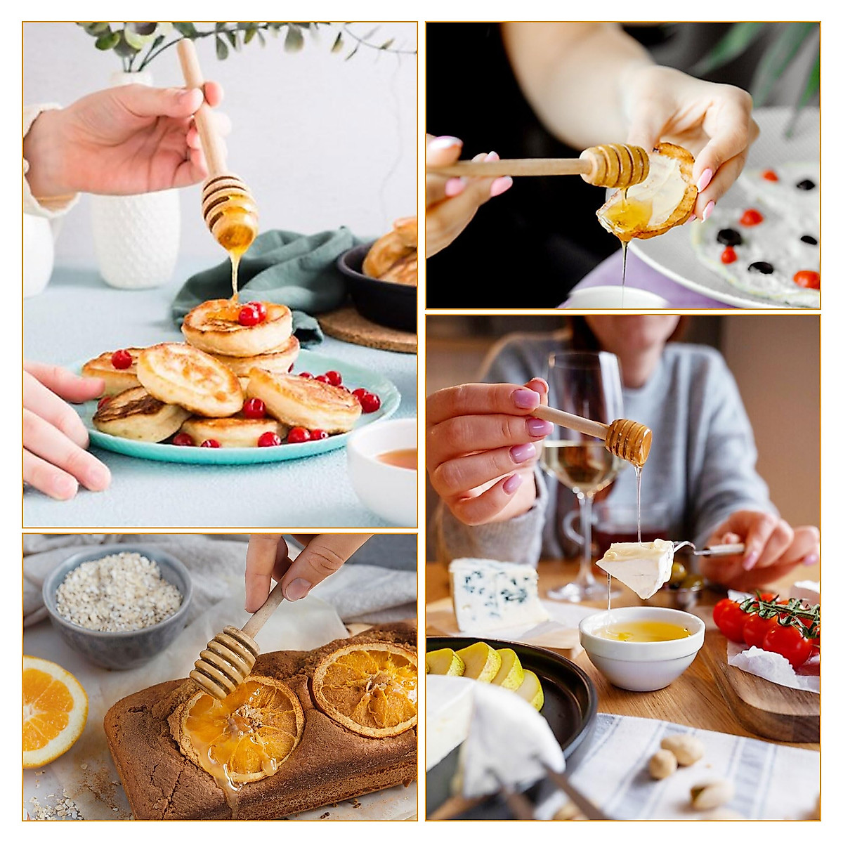 kanpura Clear Crystal Honey Pot with Dipper and Lid,Glass Honey Jar with Dispenser, Glass Honey and Syrup Container for Home Kitchen