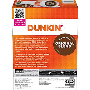 Dunkin' Original Blend Medium Roast Coffee, 88 Keurig K-Cup Pods