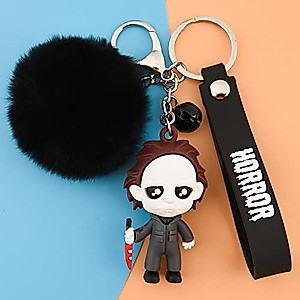 CEMMY XU Women Men Halloween Keychain Horror Movie Keychains Small Bell for Party Favor Key-304