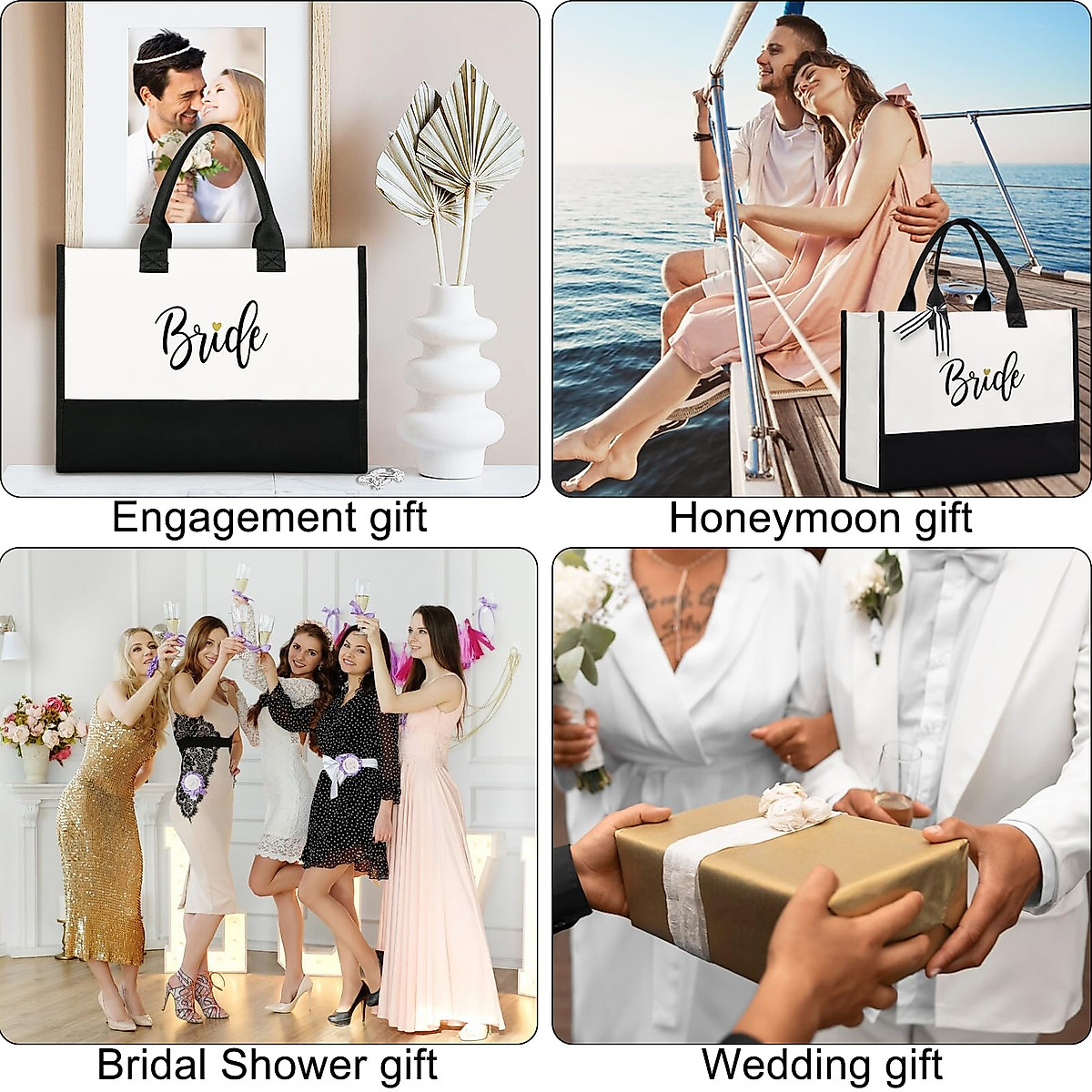 Lamyba Mother of the Bride Gifts,Mother of the Bride Tote Bag With Makeup Bag,Bridal Shower Gifts,Black and White