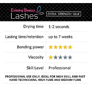 2 Pack Extra Strong Eyelash Extension Glue Adhesive for Professional Eyelash Extension Artists for Individual Eyelash Extensions: Drys in 1-2s with 6-7 Week Retention 5ml by Existing Beauty Lashes