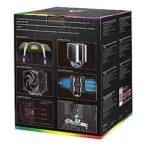 ARCTIC Freezer 50 (incl. A-RGB Controller) - Multi Compatible Dual Tower CPU Fan with A-RGB, CPU Air Cooler for AMD and Intel, Two Pressure-Optimised Fans, 6 Heatpipes, Incl. MX-4 Thermal Paste