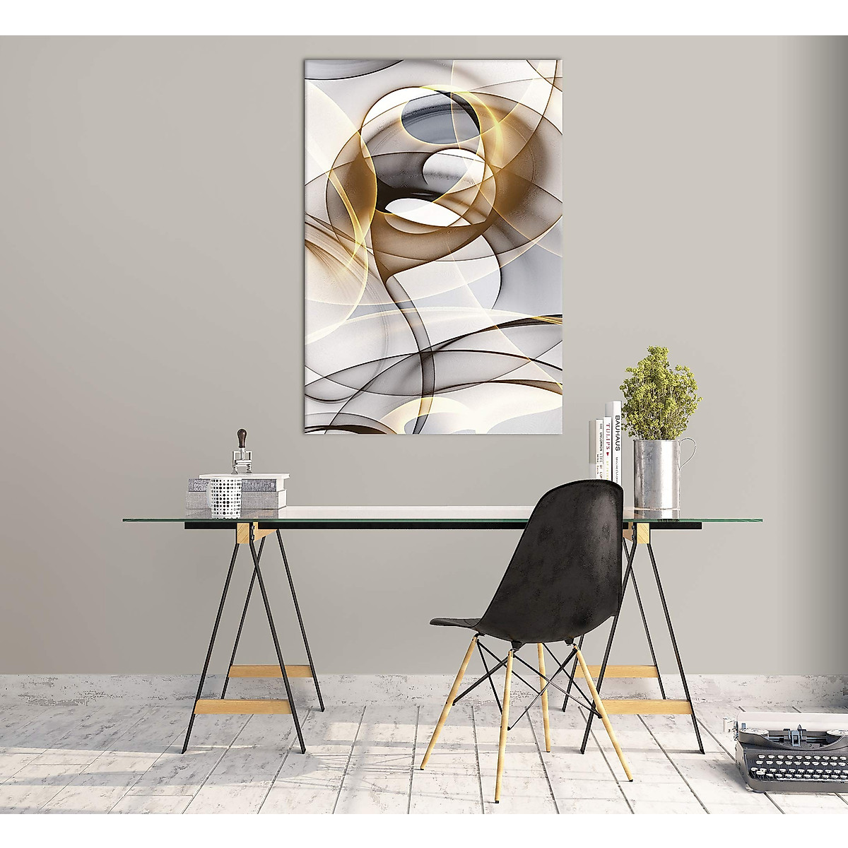 Abstract Wall Art Modern Abstract Wall Decor Gray And Gold Canvas Picture Painting Kitchen Prints Pictures for Home Living Dining Room