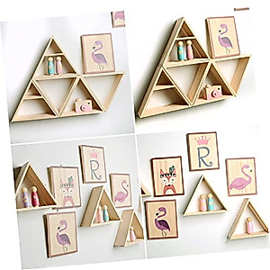 Cabilock 3pcs Room for Home Simple Pinewood Living Hollowed Shape Wall Daily Triangle Rack Bedroom Storage Hand-Made Dispaly Wooden Tool Shelf Use Decoration Hanging Display