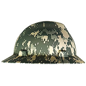 MSA 10104254 Freedom Series V-Gard Full-Brim Hard Hat With Fas-Trac III Ratchet Suspension, Polyethylene Shell, Self Adjusting Crown Straps - Standard Size in American Camouflage