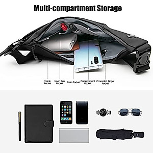 Long Keeper Sling Crossbody Bag - Men Water Resistant Chest Bag Casual Hiking Cycling Slim Lightweight Shoulder Backpack (Black)