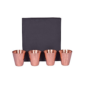Generic Copper Essentials Mascow Mule Hammered Copper Shot Glasses(Set Of 4) 100% Pure Copper With Gift Boxes