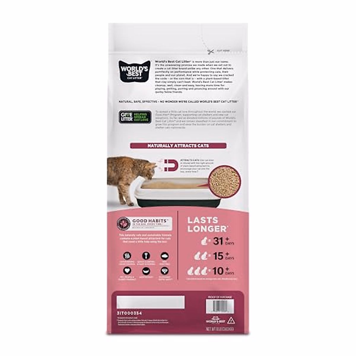 WORLD'S BEST CAT LITTER Good Habits Cat Attract Litter | Natural Plant-Based Attractant | Multicat Flushable Corn Litter | Unscented Odor Control | Low Tracking & Lightweight | Made in USA 8lb Bag