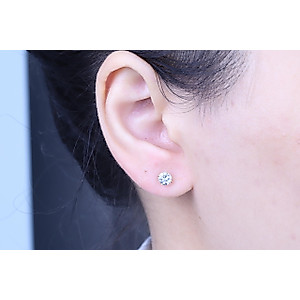 Gin & Grace 10K Yellow Gold Genuine Aquamarine Diamond (SI1) Stud Earring for Women