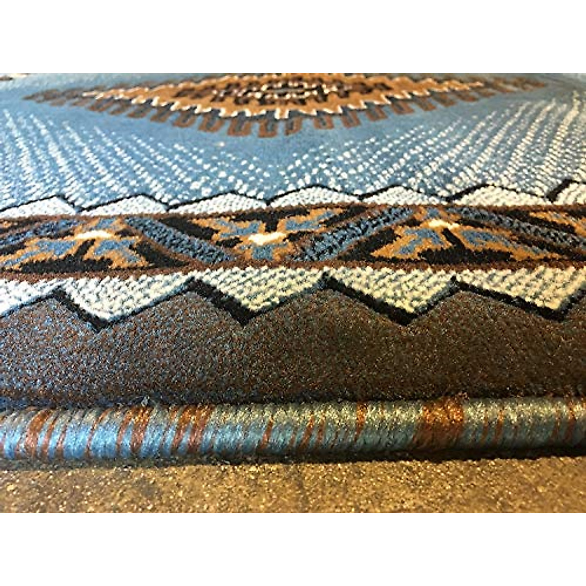 Kingdom Southwest Native American Square Tribal Area Rug Blue Brown Design D143 (5 Feet 3 Inch X 5 Feet 3 Inch Square)