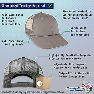 Speedy Pros Trucker Hat Baseball Cap Super Tata Romanian Embroidery Cotton Dad Hats for Men & Women Snapback Grey