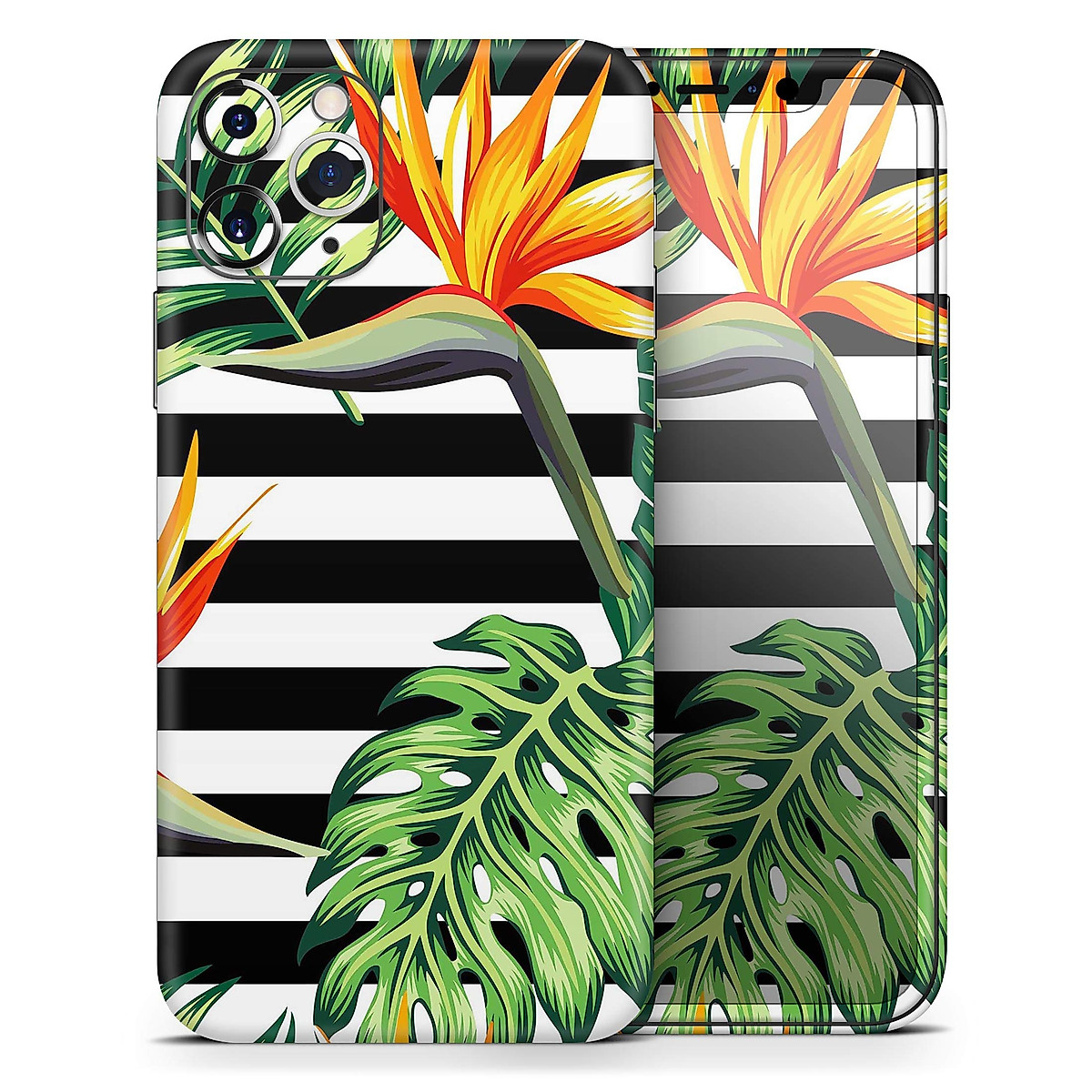 Design Skinz Vivid Tropical Stripe Floral v1 - DesignSkinz Protective Vinyl Decal Wrap Skin Cover Compatible with The Apple iPhone 7 (Full-Body, Screen Trim & Back Glass Skin)