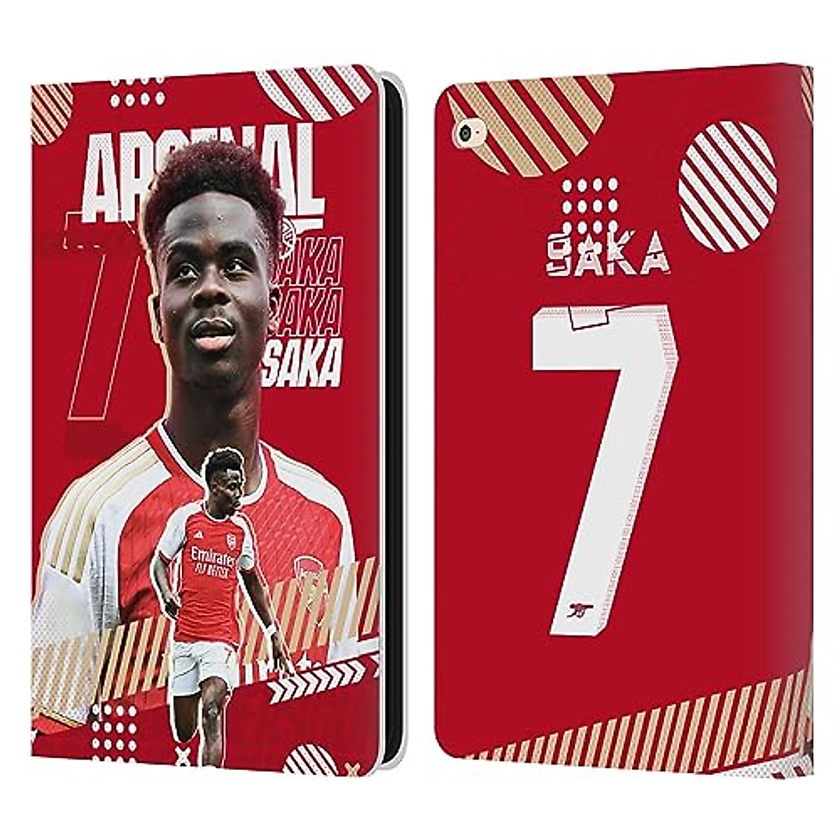 Head Case Designs Officially Licensed Arsenal FC Bukayo Saka 2023/24 First Team Leather Book Wallet Case Cover Compatible with Apple iPad Air 2 (2014)