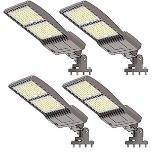 4Pack 400W LED Parking Lot Light 56000 Lumen, UL DLC Parking lot Flood Lights Arm Mount, Street Area Light IP65 5000K Waterproof 100-277VAC Input, Stadium Lights Outdoor LED, LED Pole Light Outdoor