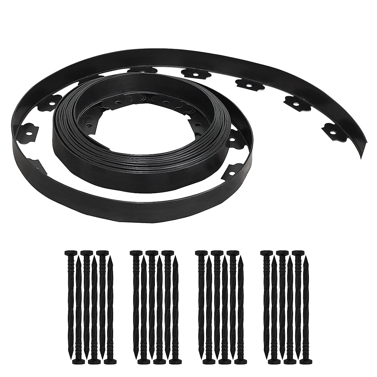 Gardzen 1.5" x 20' Landscape Edging Kit, Garden Edging Coil Comes with 24 Pcs Spikes, No Dig Lawn Border Design