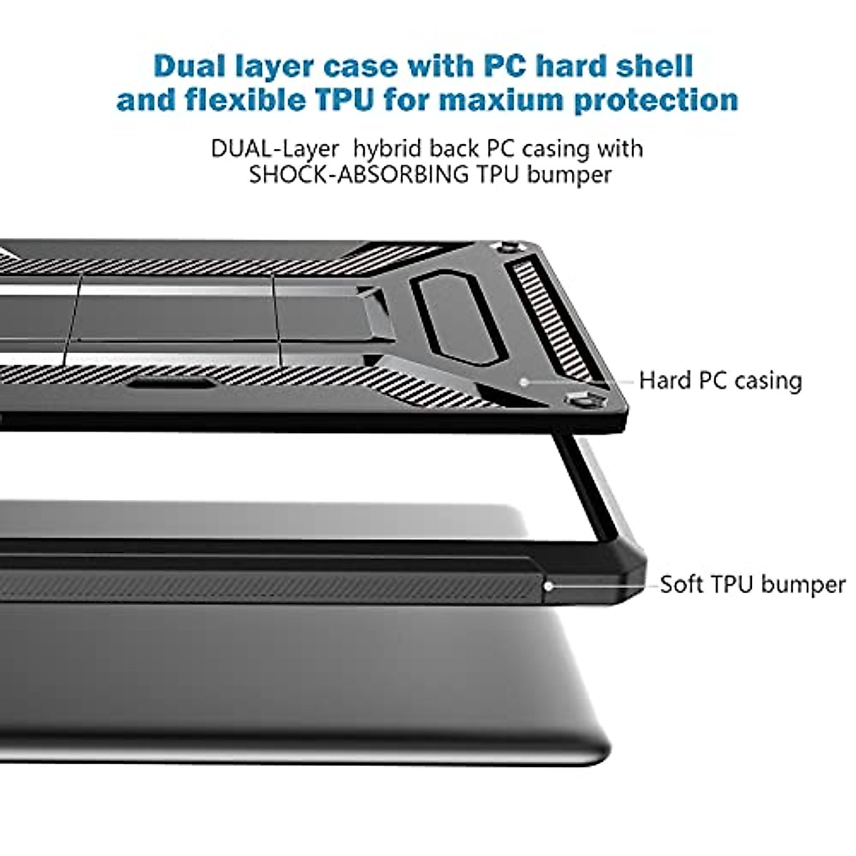 DJ&RPPQ All-New Fire HD 10 & Fire HD 10 Plus Tablet Case (Only compatible with 11th generation tablet, 2021 release) Lightweight Armor Series Full Cover with Stand for Amazon Fire HD 10 2021 - Black