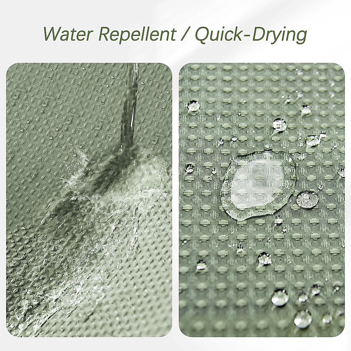 PANGSINNE Sage Green Shower Curtain - Waffle Weave Fabric Heavy Duty for Bathroom, Water Repellent Weighted 256GSM Hotel Quality Machine Washable Bath Curtains with 12 Hooks, 72Wx72H