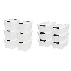 IRIS USA, Inc. TB-56D 53 Quart Stack & Pull Box, Multi-Purpose Storage Bin, 6 Pack with TB-42 12 Quart Stack & Pull Box, Multi-Purpose Storage Bin, 6 Pack