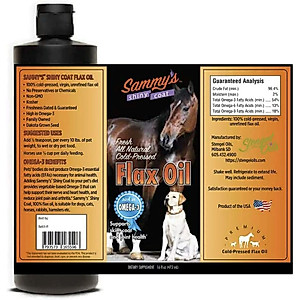 Sammy’s™ Shiny Coat Flaxseed Oil for Pets, Pure Flax Oil for Animals, Omega-3 Fatty Acids for Dogs, Flaxseed Oil Liquid Supplement for Skin and Coat, Flaxseed for Dogs, Cats, Other Pets - 16 oz