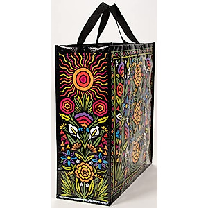 Blue Q Shopper - Flower Fest. Reusable grocery bag, sturdy, easy-to-clean, 15" h x 16" w x 6" d. Made from 95% recycled material.