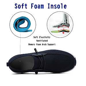 Dark Blue Women's Slip-on Walking Shoes Mesh Breathe Air Cushion Arch Support Sock Sneakers for Women Ladys Girls Fashion Platform Lightweight Loafers Non-Slip Nursing Work Running Shoes Size8.5