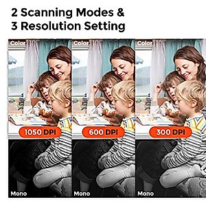 MUNBYN Portable Scanner, Photo Scanner for Documents Pictures Texts in 1050DPI, Flat Scanning, Included 16GB Card, Photo Scanner uses Built-in Wi-Fi or USB Uploads Images to PC or Cellphone, No Driver
