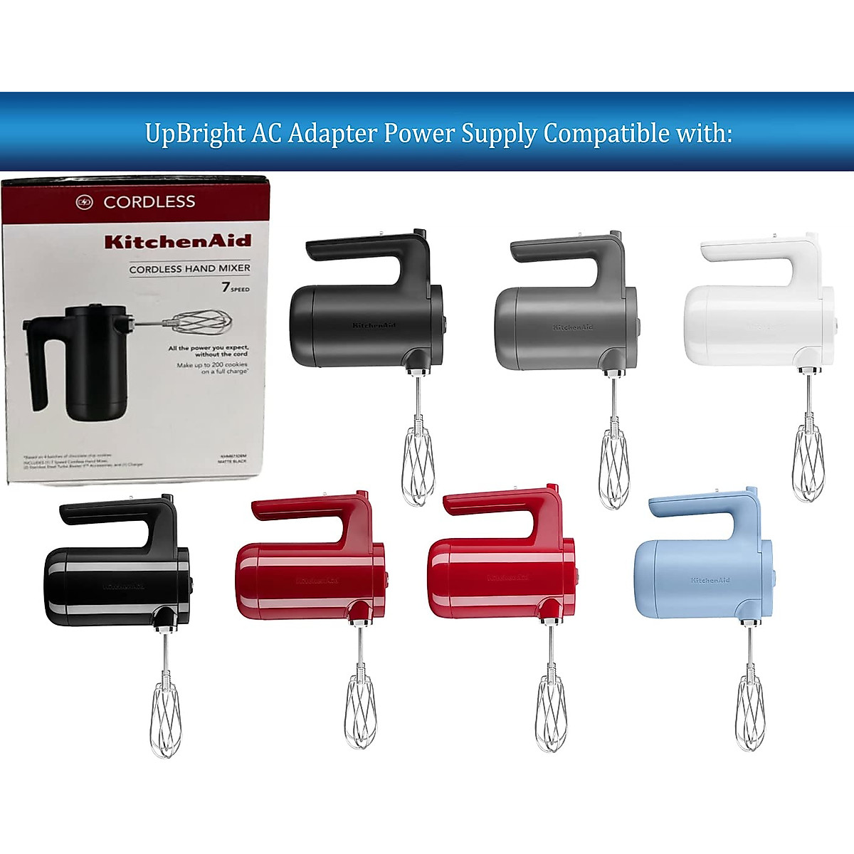 UpBright AC Adapter Compatible with KitchenAid KHMB732 KHMB732BM KHMB732WH KHMB732PA KHMB732ER KHMB732DG KHMB732OB KHMB732VB Kitchen Aid 7 Speed Cordless Hand Mixer ZD12D140080US 14V Battery Charger