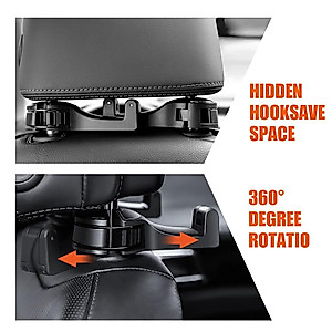 DWARFOO 2 Pack Car Headrest Hook with Phone Holder, 2 in 1 Car Vehicle Back Seat Headrest Mobile Phone Holder Hanger Holder Hook for Bag Purse Cloth Grocery (Blue)