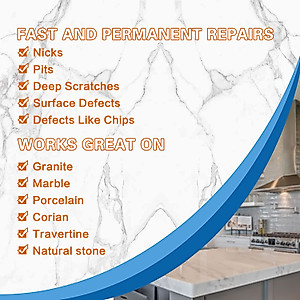 Granite, Marble and Quartz Countertops chip Repair Kit - Fix Nicks, Chips, or Scratches on Granite, Marble Porcelain, corian, Travertine, Quartz and Other Natural Stone and Acrylic Surfaces.（Black）