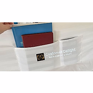 CUSTOMER DELIGHT Luxury 100% Egyptian Cotton Sheets 1000 Thread Count 4 Piece Extra Deep Pocket Bed Sheet Set Sateen Stripe (King, White)