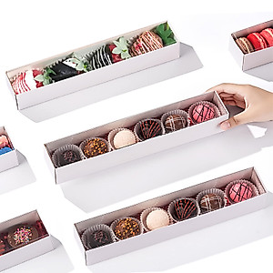 RomanticBaking 50PCS 9" × 1 1/2" × 1 1/2" Inch,Clear Chocolate Boxes Truffle Boxes Bakery Boxes with Full Window Drawer Boxes Pretzel Boxes Wedding Favors Party Boxes